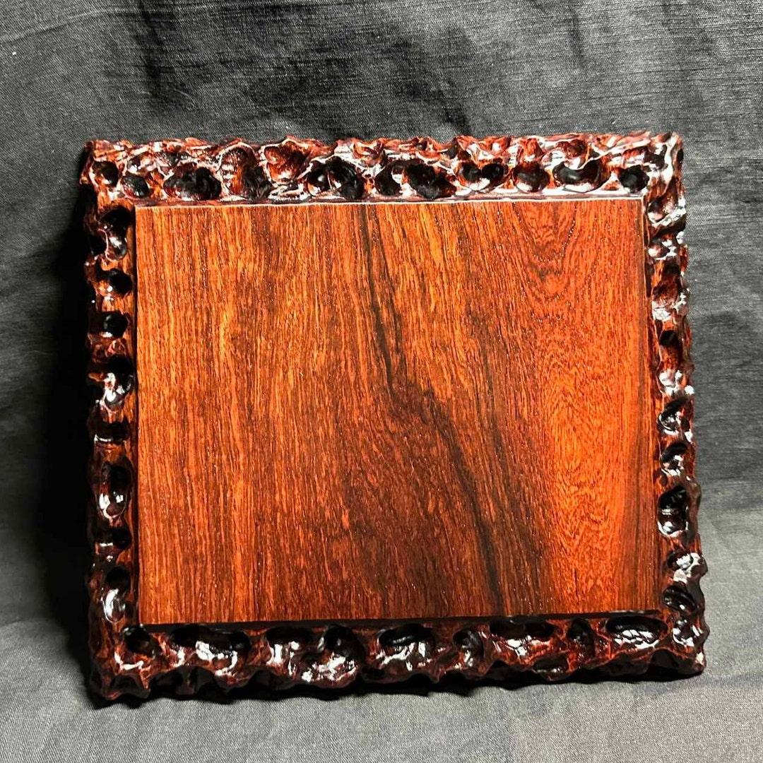 Rectangular Solid Wooden Stand With Padauk, Pattern Sculpture Handmade ...