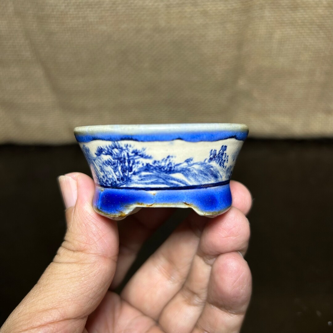 Handmade Ceramic Bonsai Pot: Mountain Landscape Miniature (1.2"x 2.5 ...