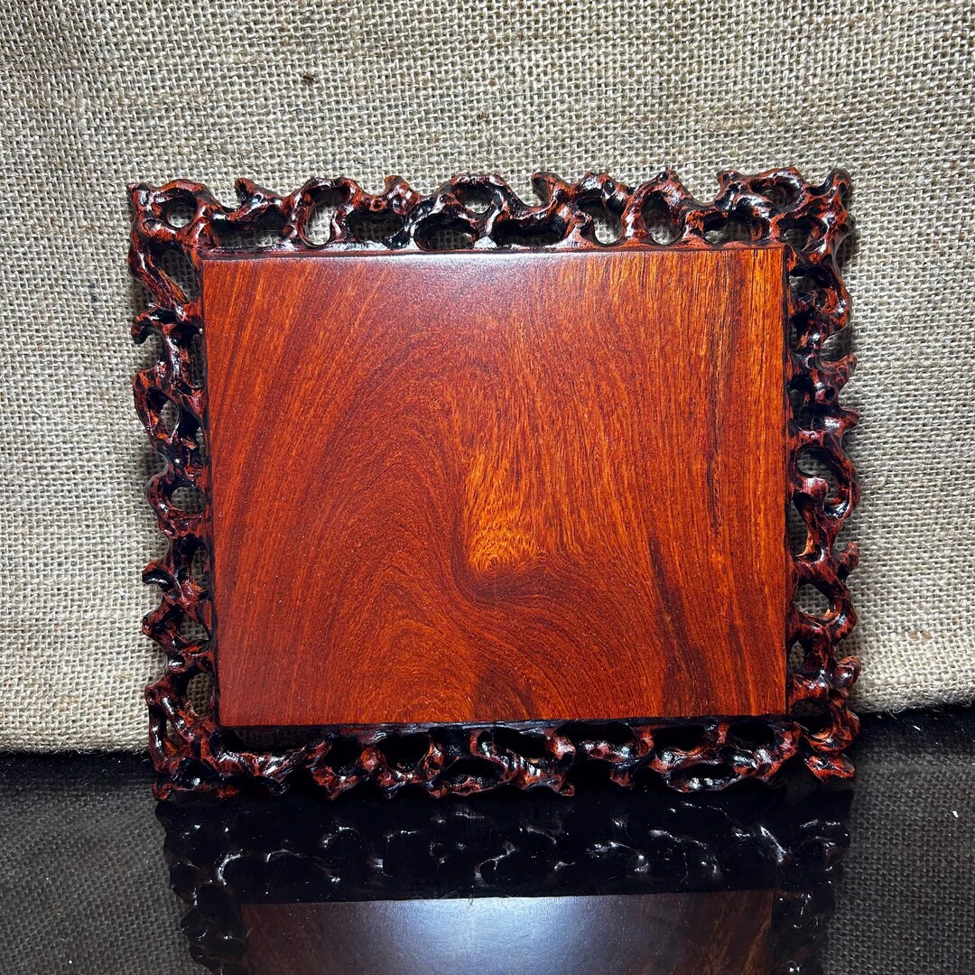 Rectangular Wooden Stand Made of Padauk, Pattern Sculpture Handmade ...