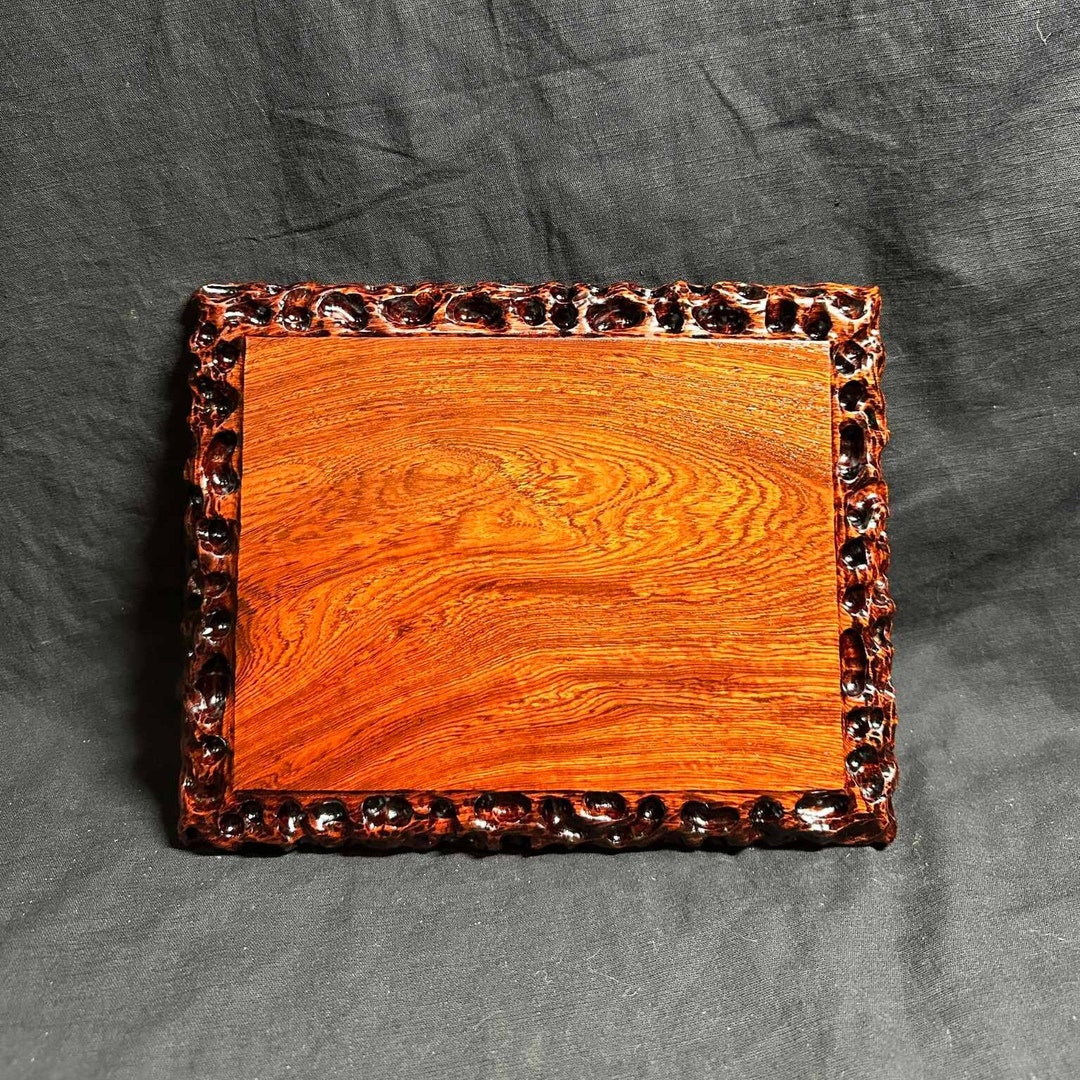 Rectangular Solid Wooden Stand With Padauk, Pattern Sculpture Handmade ...
