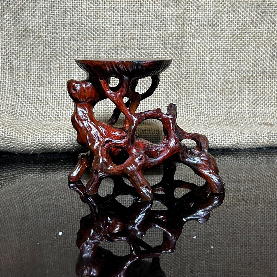 Hand Carved Padauk Wood Stand: Asian Style Display, 5.1" - Etsy