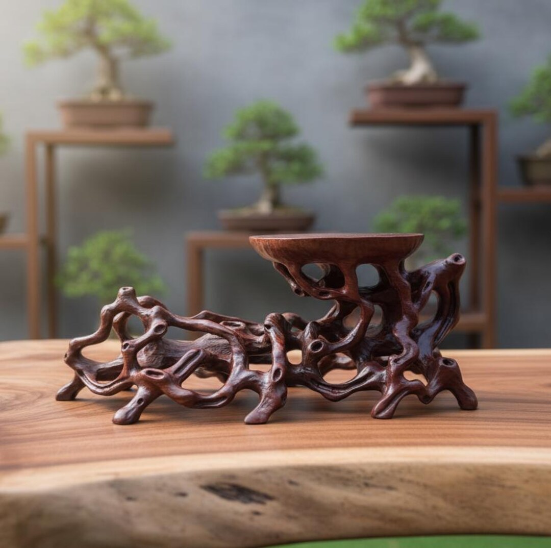 Hand Carved Artisan Wood Stand: Asian Style Display, Size 11 Inch - Etsy