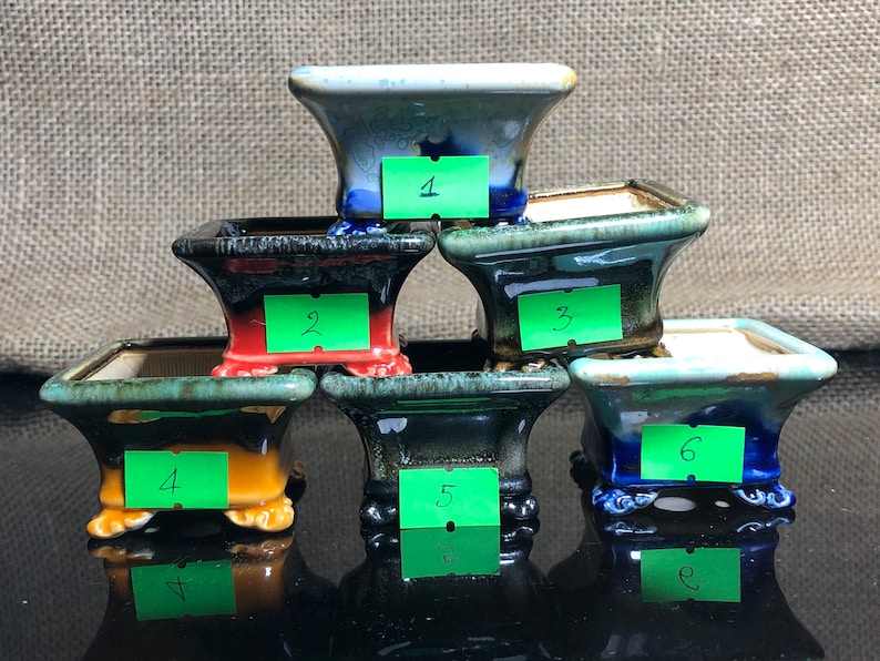 Miniature Glazed Ceramic Bonsai Pots (set of 3), Only One is Made - Etsy