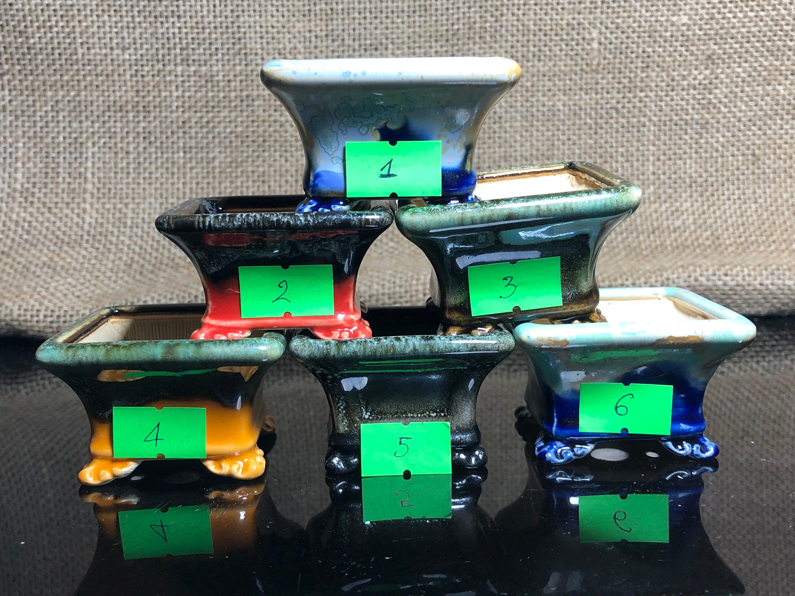 Miniature Glazed Ceramic Bonsai Pots (set of 3), Only One is Made - Etsy