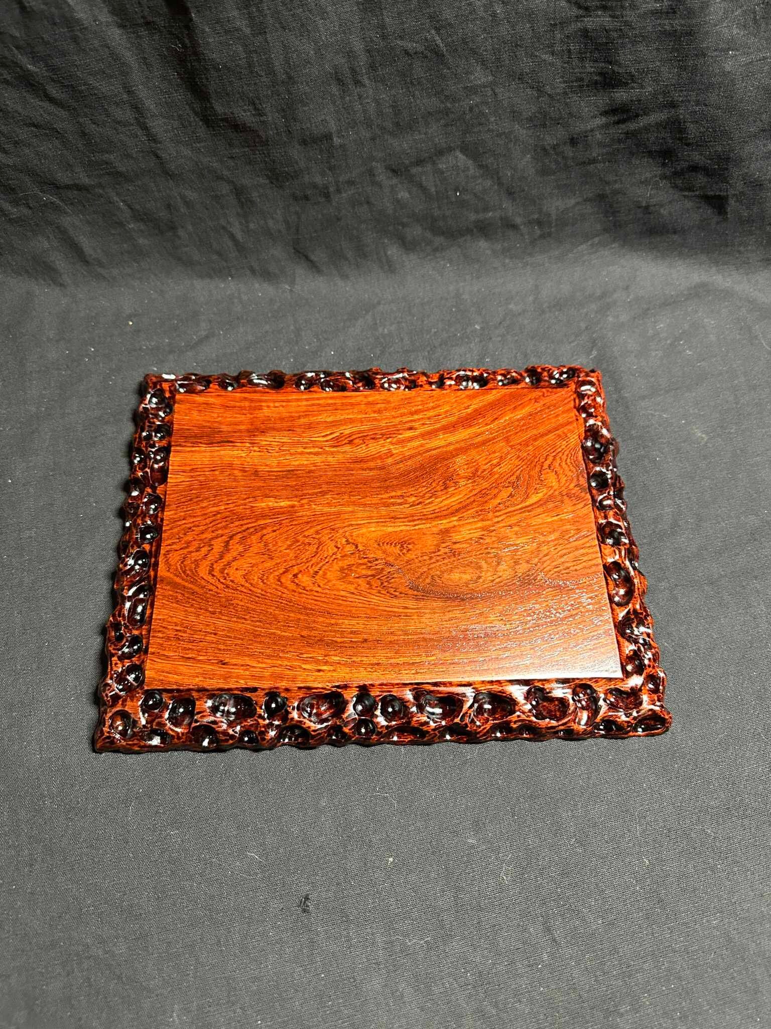 Rectangular Solid Wooden Stand With Padauk, Pattern Sculpture Handmade ...