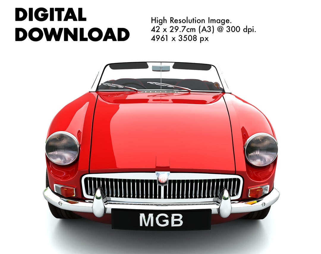 MGB Roadster Car Poster Illustration to Print Wall Art. Classic British ...
