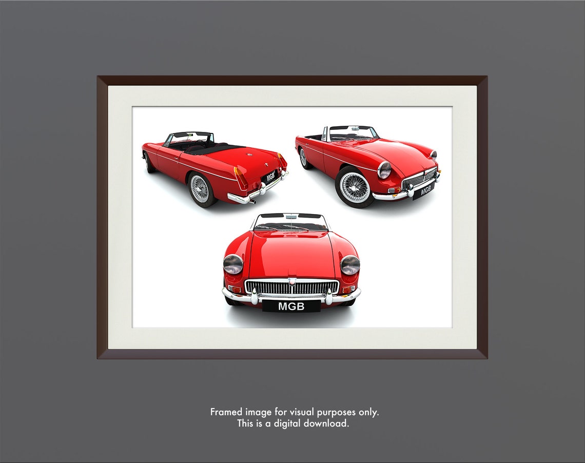 MGB Roadster Car Poster Illustration to Print Wall Art. Classic British ...