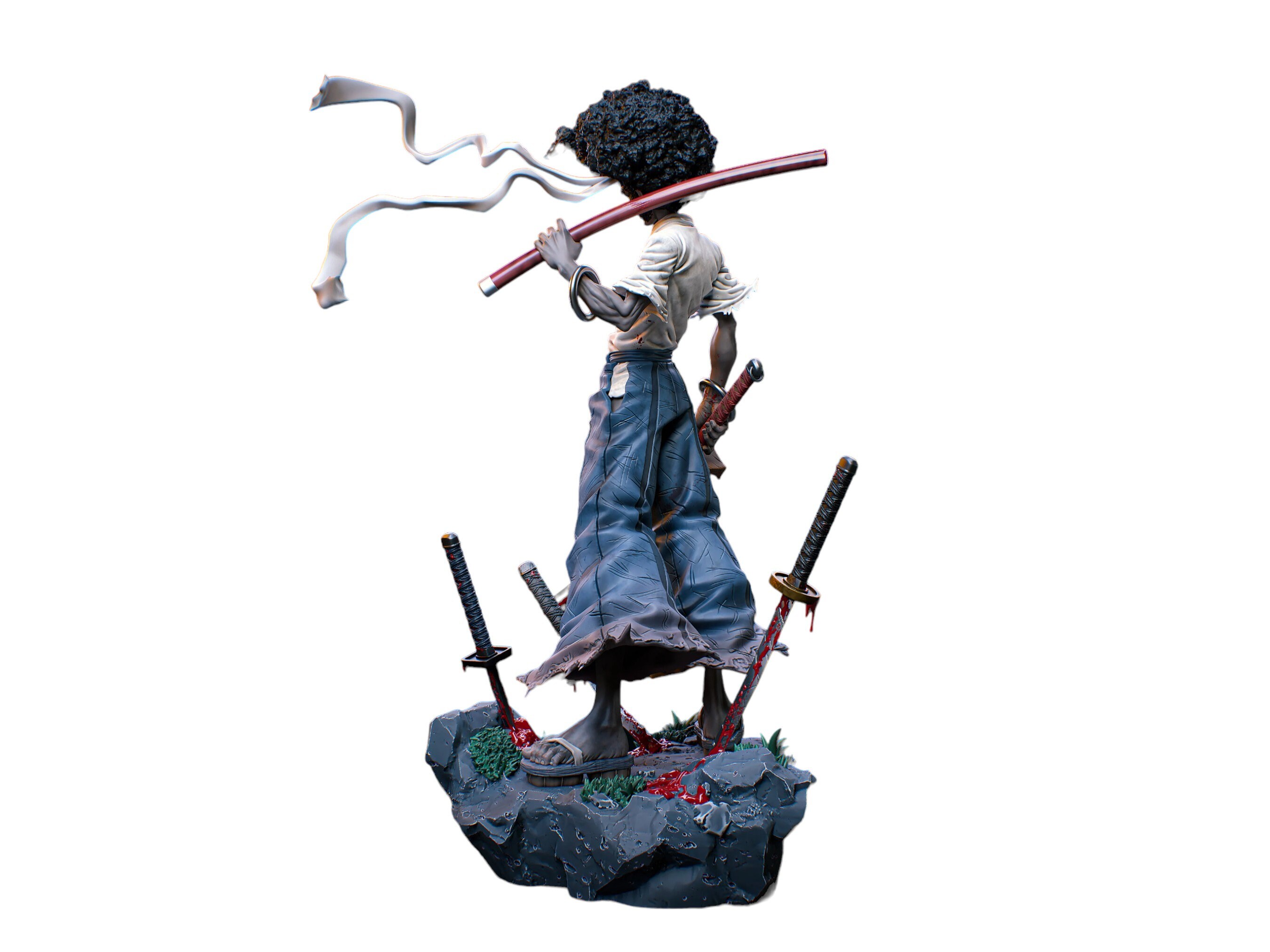Afro Samurai CA3D Studio 12k 3d Print Miniature 100mm Unpainted - Etsy