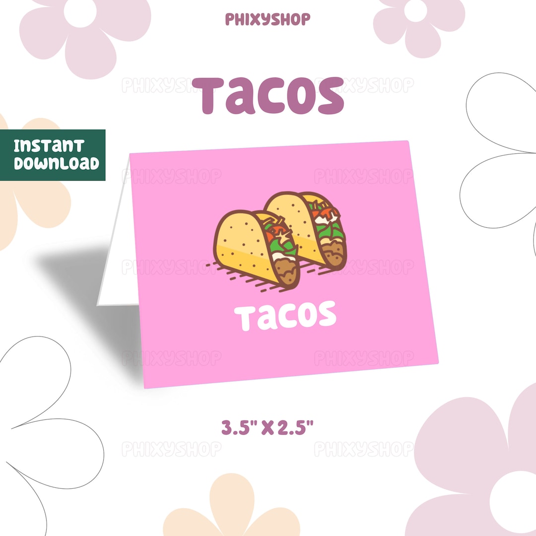 Pink Tacos Food Label Blue Dog Digital Download - Etsy