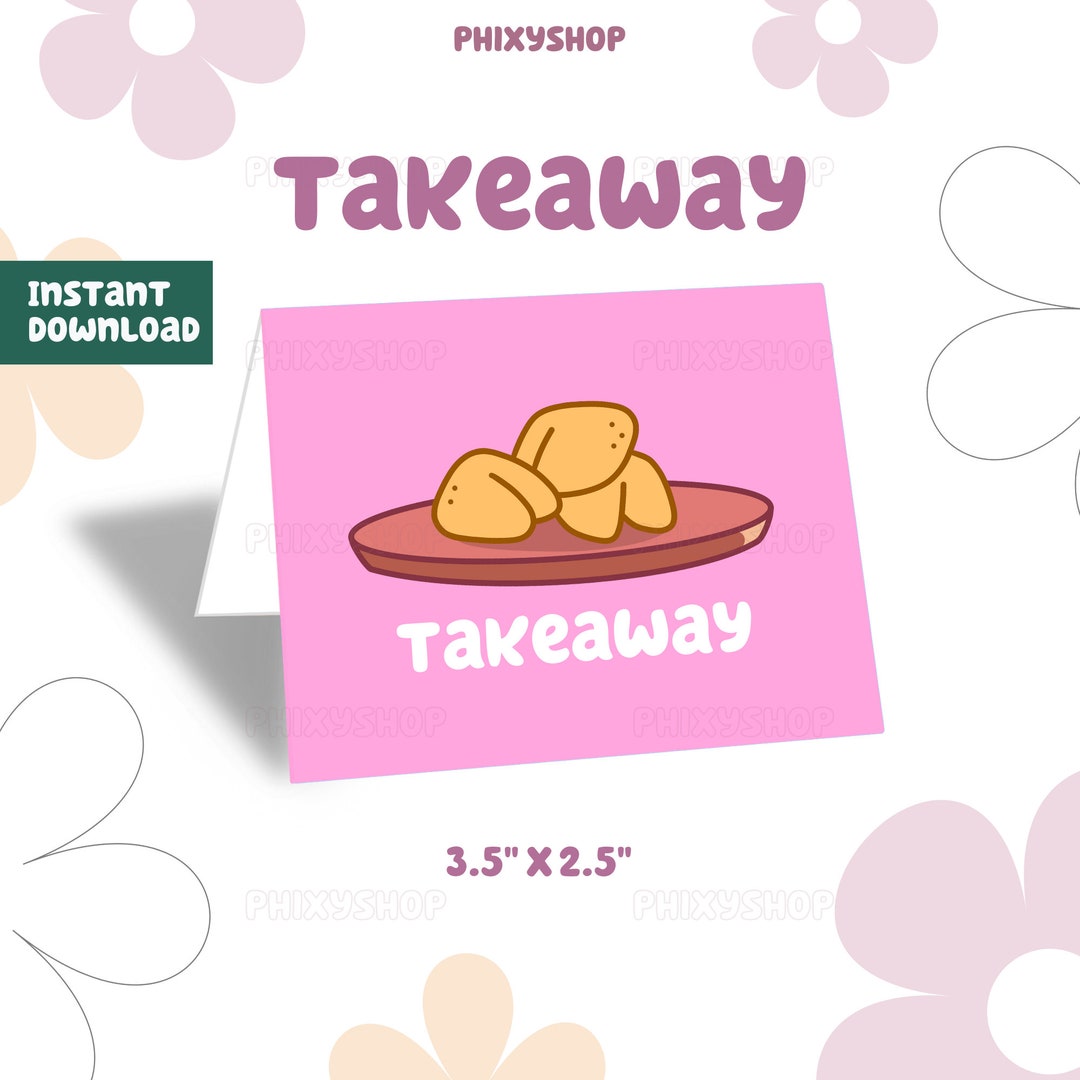 Pink Takeaway Food Label Blue Dog Digital Download - Etsy