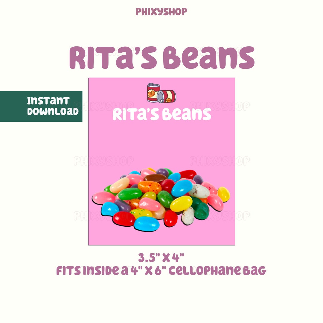 Pink Rita's Beans Party Favors Blue Dog Digital - Etsy