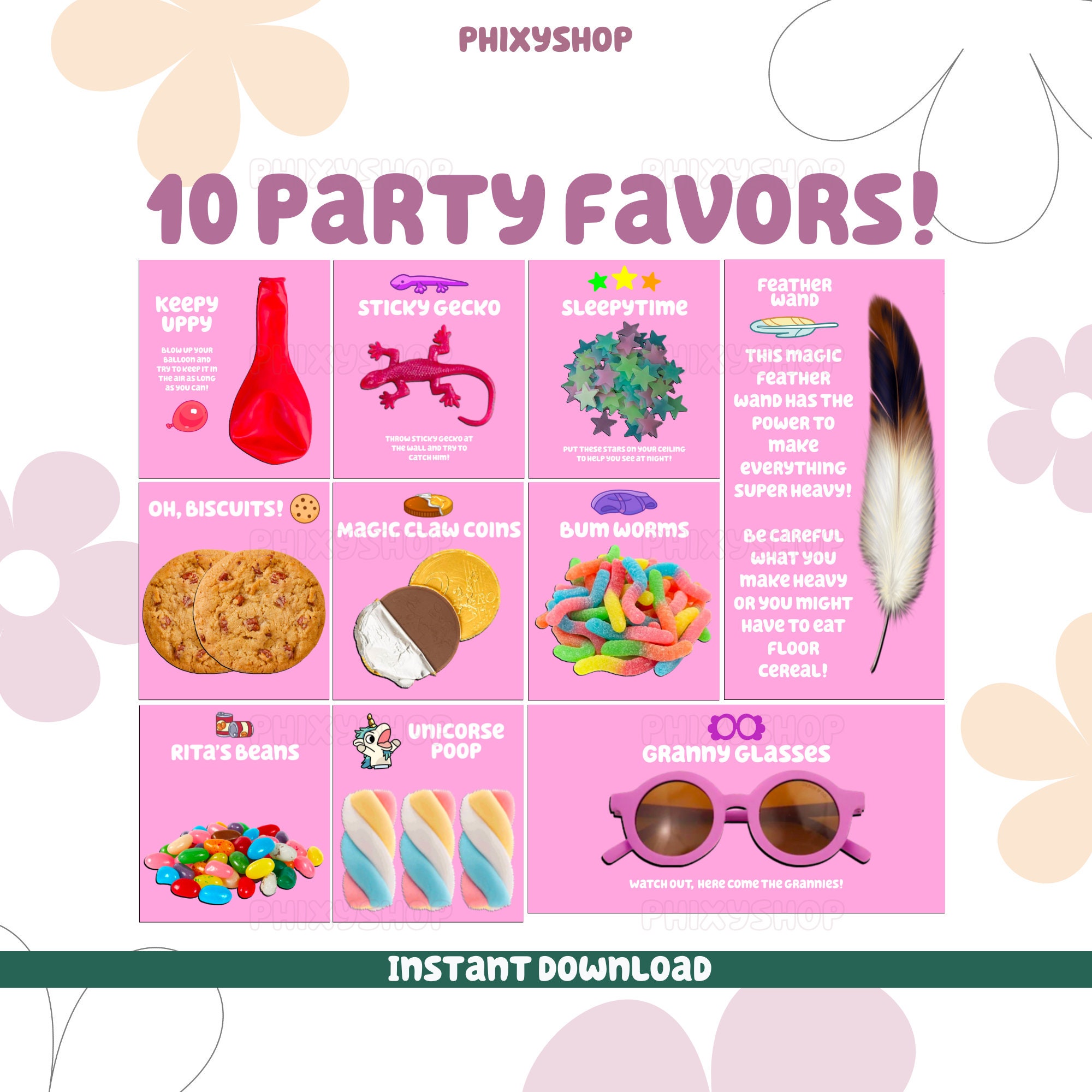 10 Pink Party Favors Bundle Digital Download Etsy UK