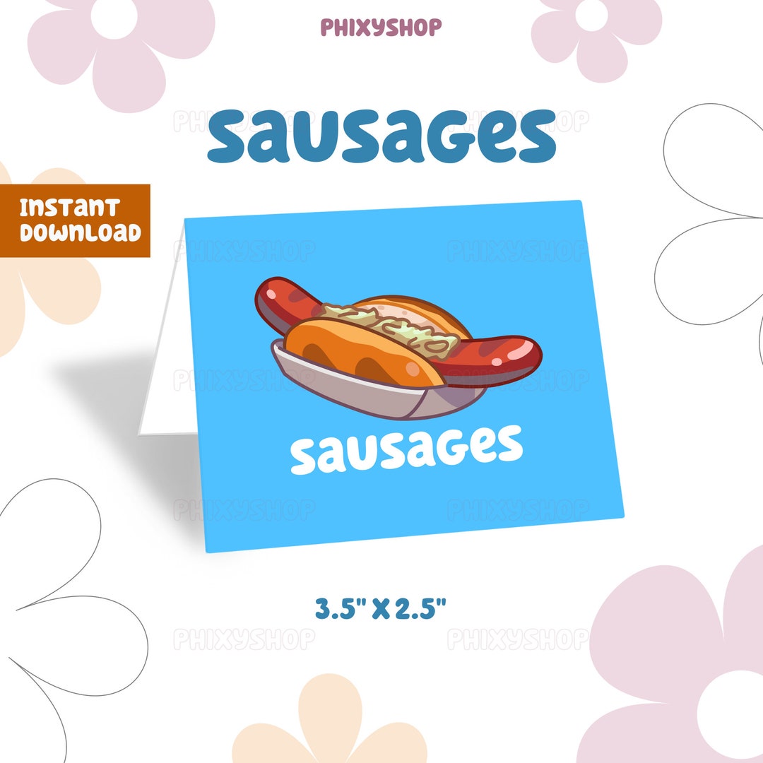 Blue Sausages Food Label Blue Dog Digital Download - Etsy