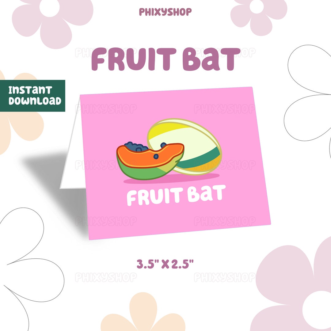 Pink Fruit Bat Food Label Blue Dog Digital Download - Etsy