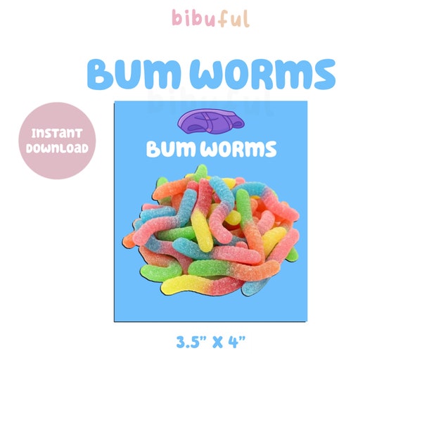 Bluey Birthday Party Favors Bum Worms - Etsy