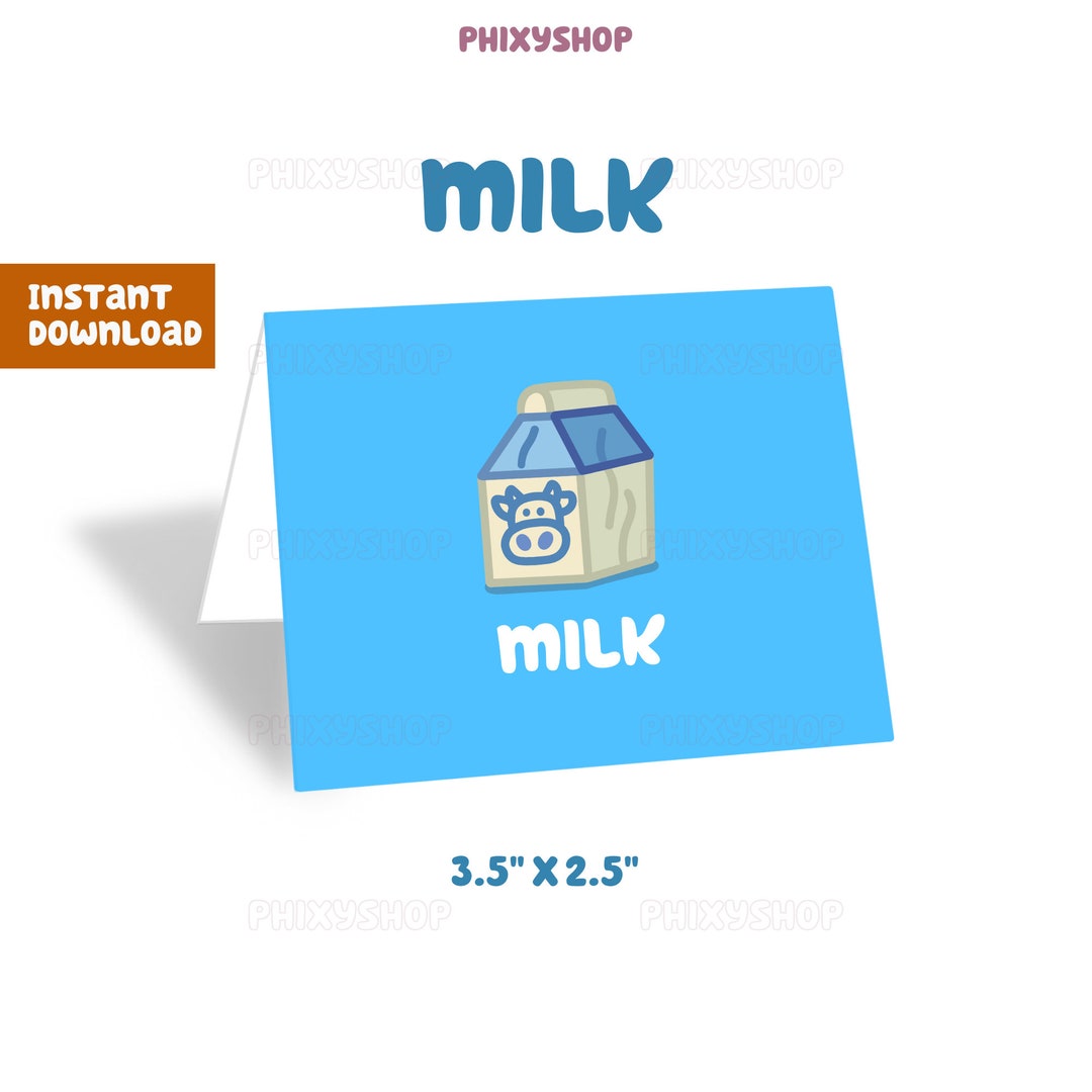 Blue Milk Food Label Blue Dog Digital Download - Etsy
