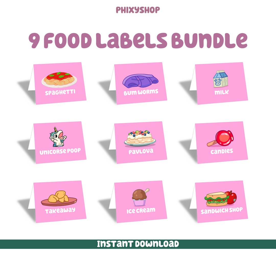 9 Pink Food Labels Bundle Blue Dog Digital Download - Etsy
