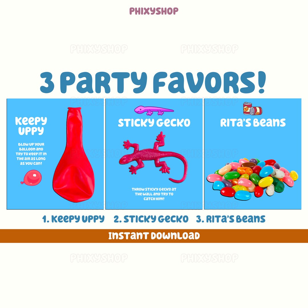 3 Blue Party Favors Bundle Keepy Uppy Sticky Gecko - Etsy