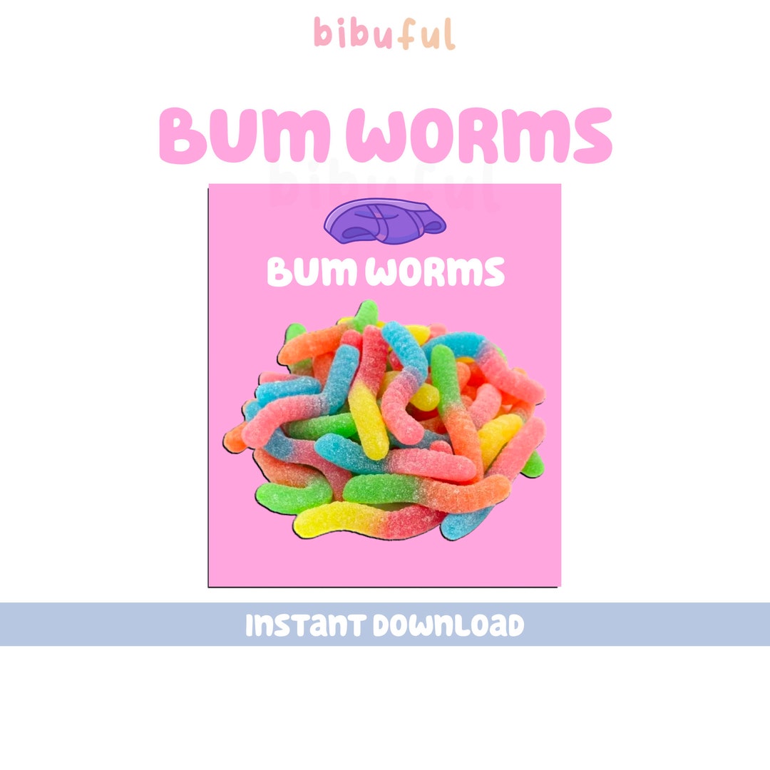 Pink Bum Worms Party Favors Blue Dog Digital Download - Etsy