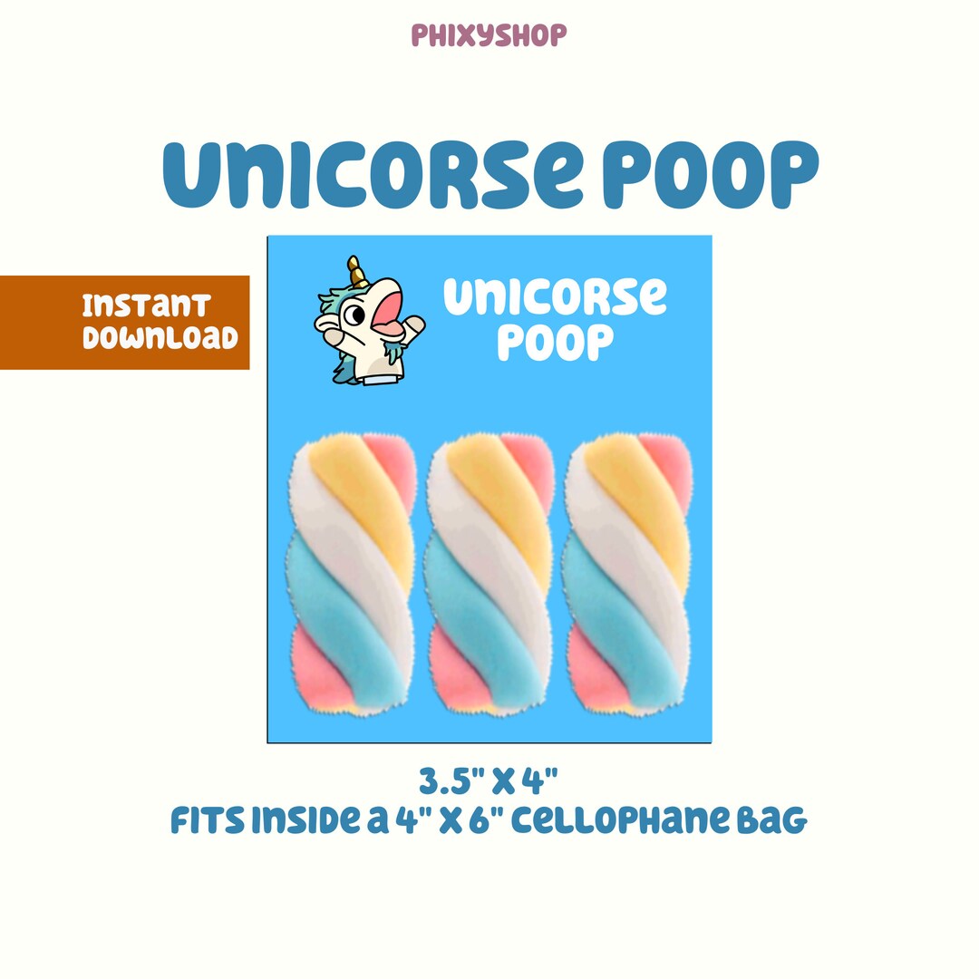 Blue Unicorse Poop Party Favors Blue Dog Digital - Etsy Canada