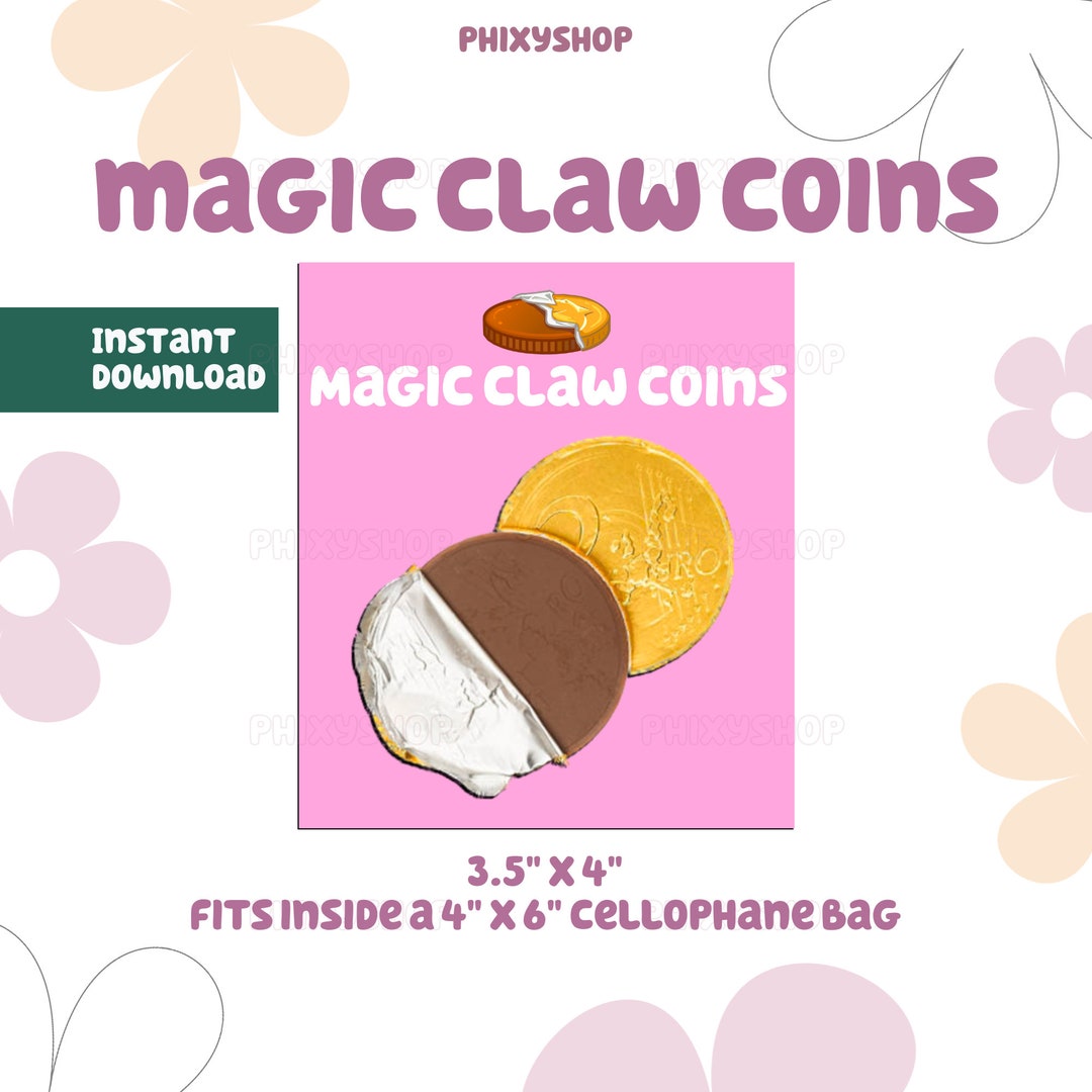 Pink Magic Claw Coins Party Favors Blue Dog Digital Download - Etsy