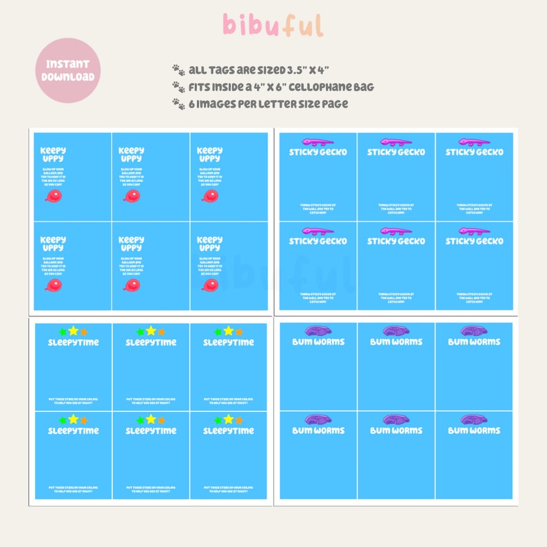 6 Bluey Party Favors Bundle Keepy Uppy Sticky Gecko - Etsy Australia