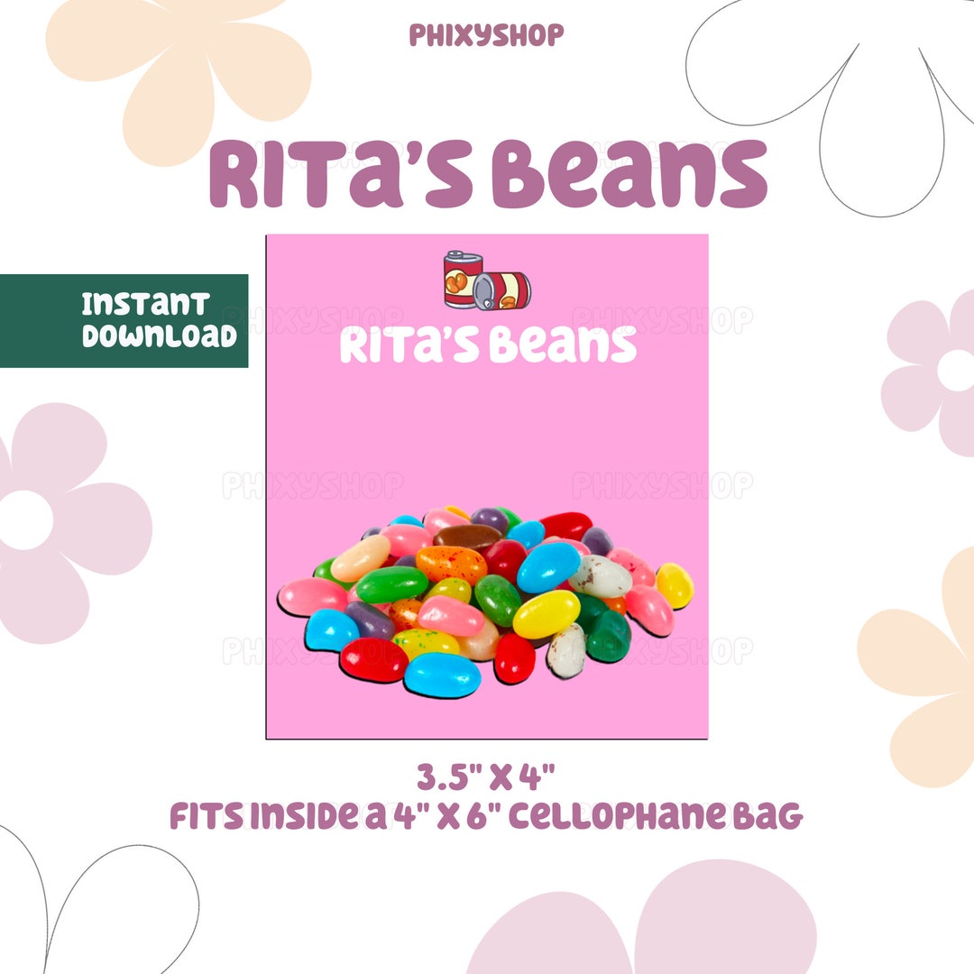 Pink Rita's Beans Party Favors Blue Dog Digital Download - Etsy