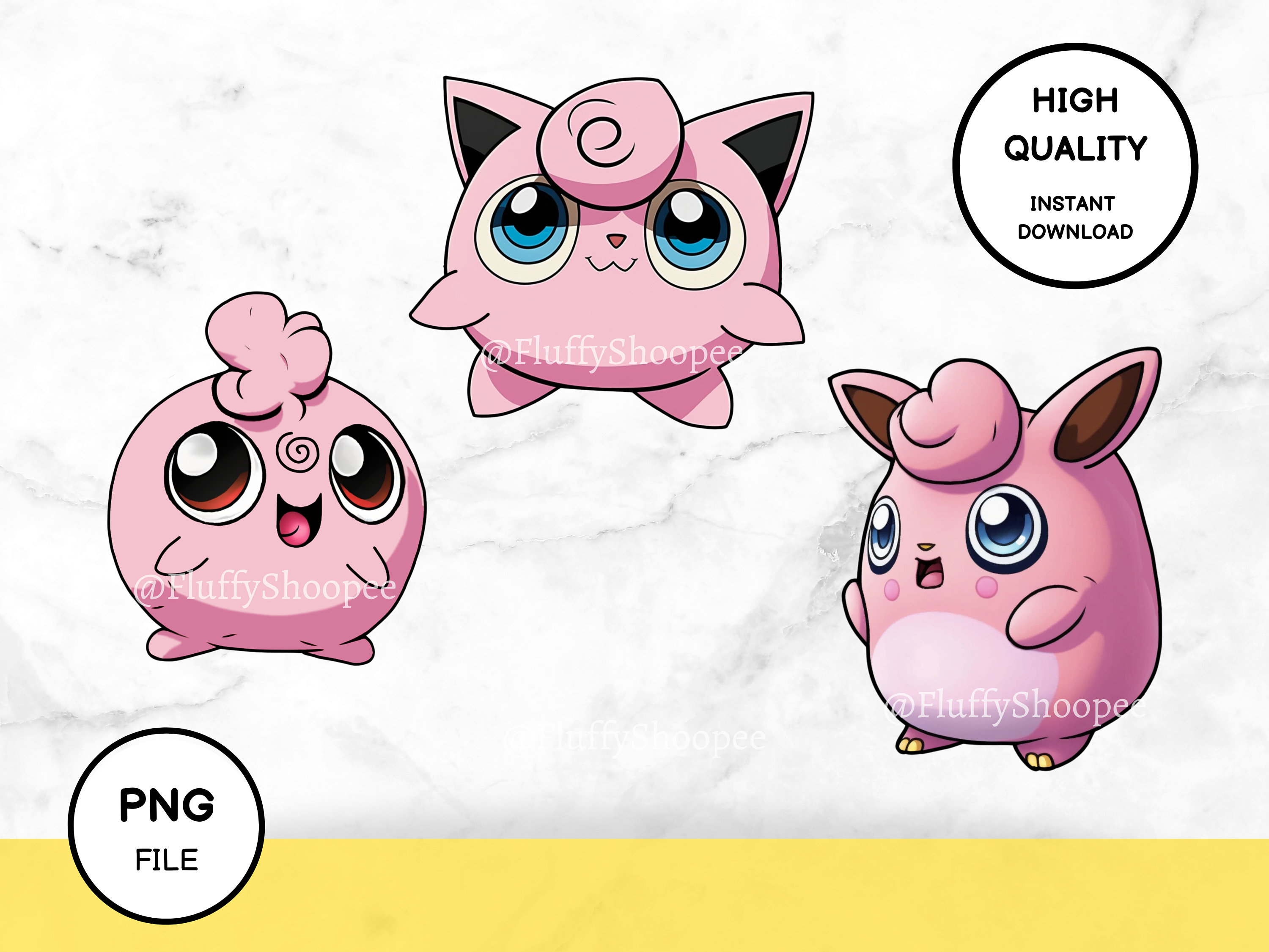 Cute Bundle Of Jigglypuff Evolution Png Ready To Print Png Etsy