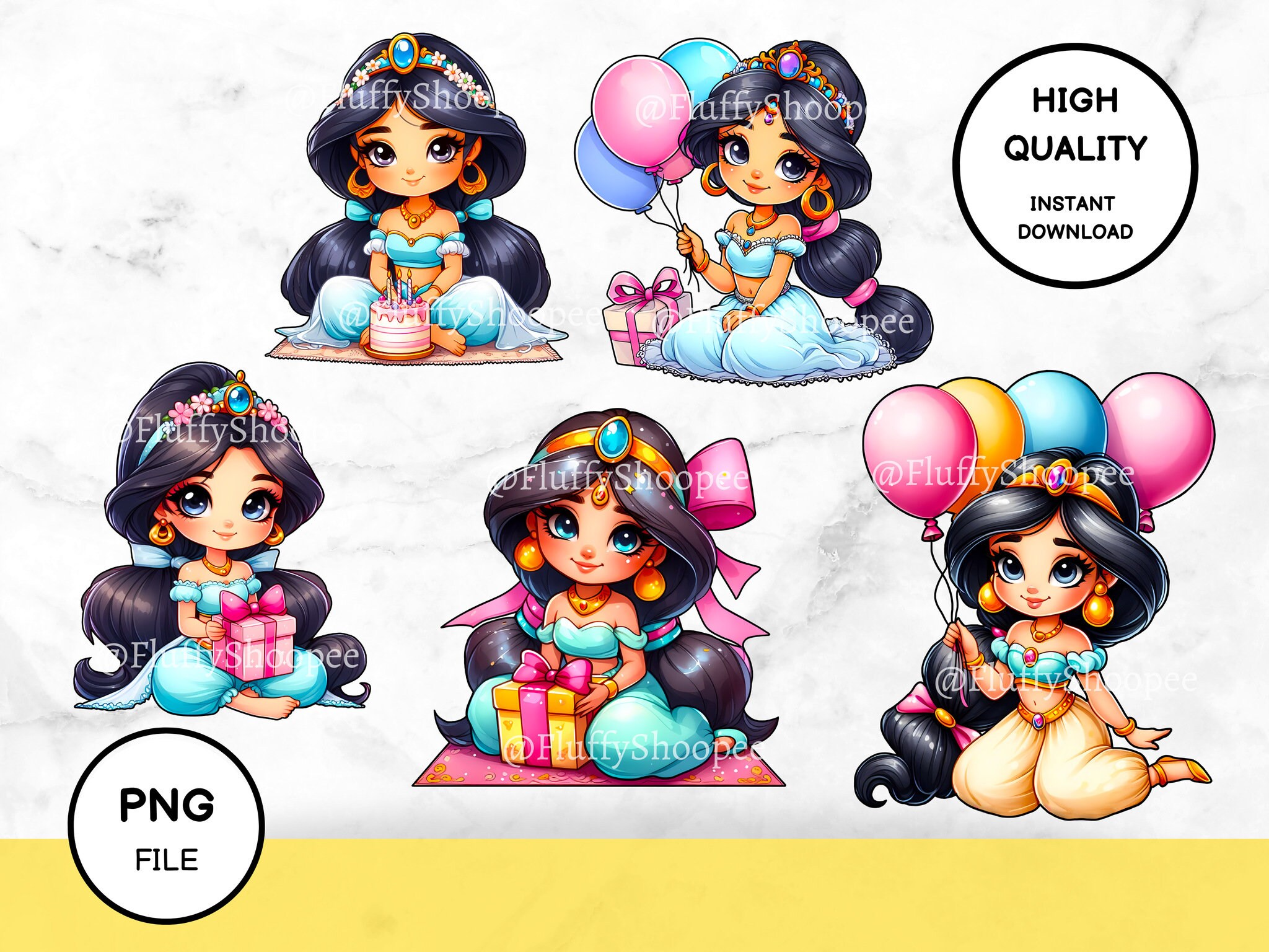 Cute Bundle of Jasmine PNG, Aladdin Cut File Clipart, Jasmine Birthday ...