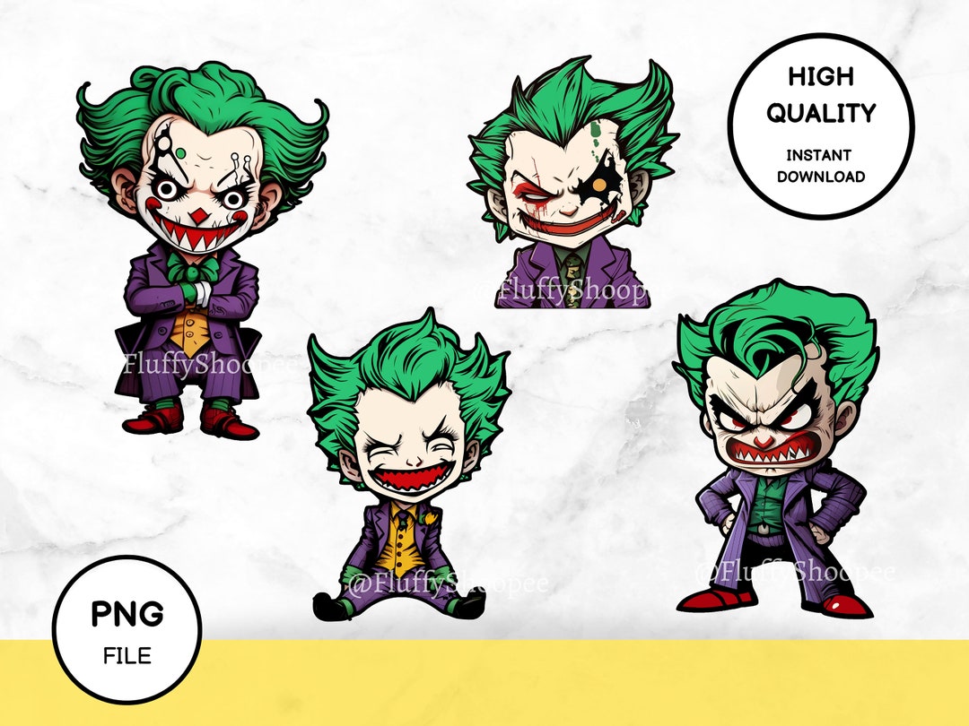 Cute Joker Bundle Cartoon Character PNG - Joker Cut File - Joker ...