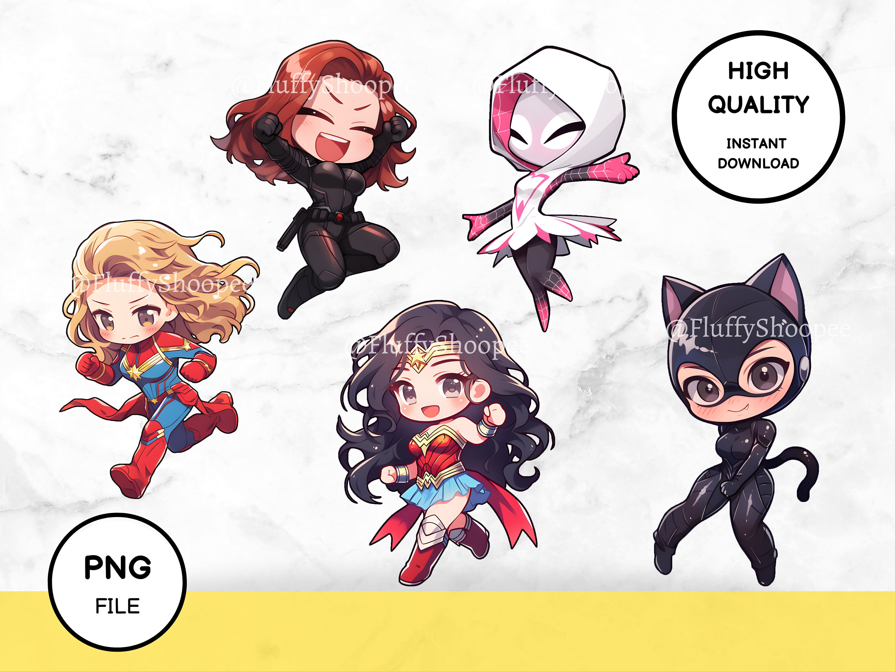Popular Superhero Women Characters Cute Chibi Cartoon Characters ...