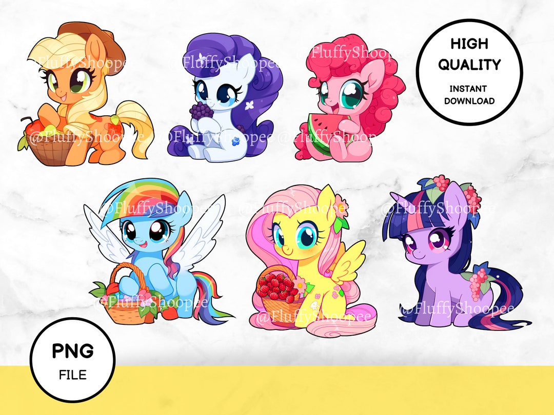 Little Pony PNG Cute Set of Popular Ponies PNG Fruit Edition, Digital ...