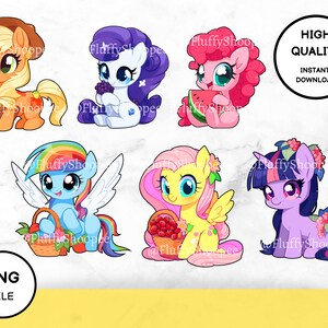 Little Pony PNG Cute Set of Popular Ponies PNG Fruit Edition, Digital ...