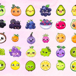 Cute Kawaii Fruits Clipart - Kawaii Food Bundle - Kawaii Fruit Clipart ...