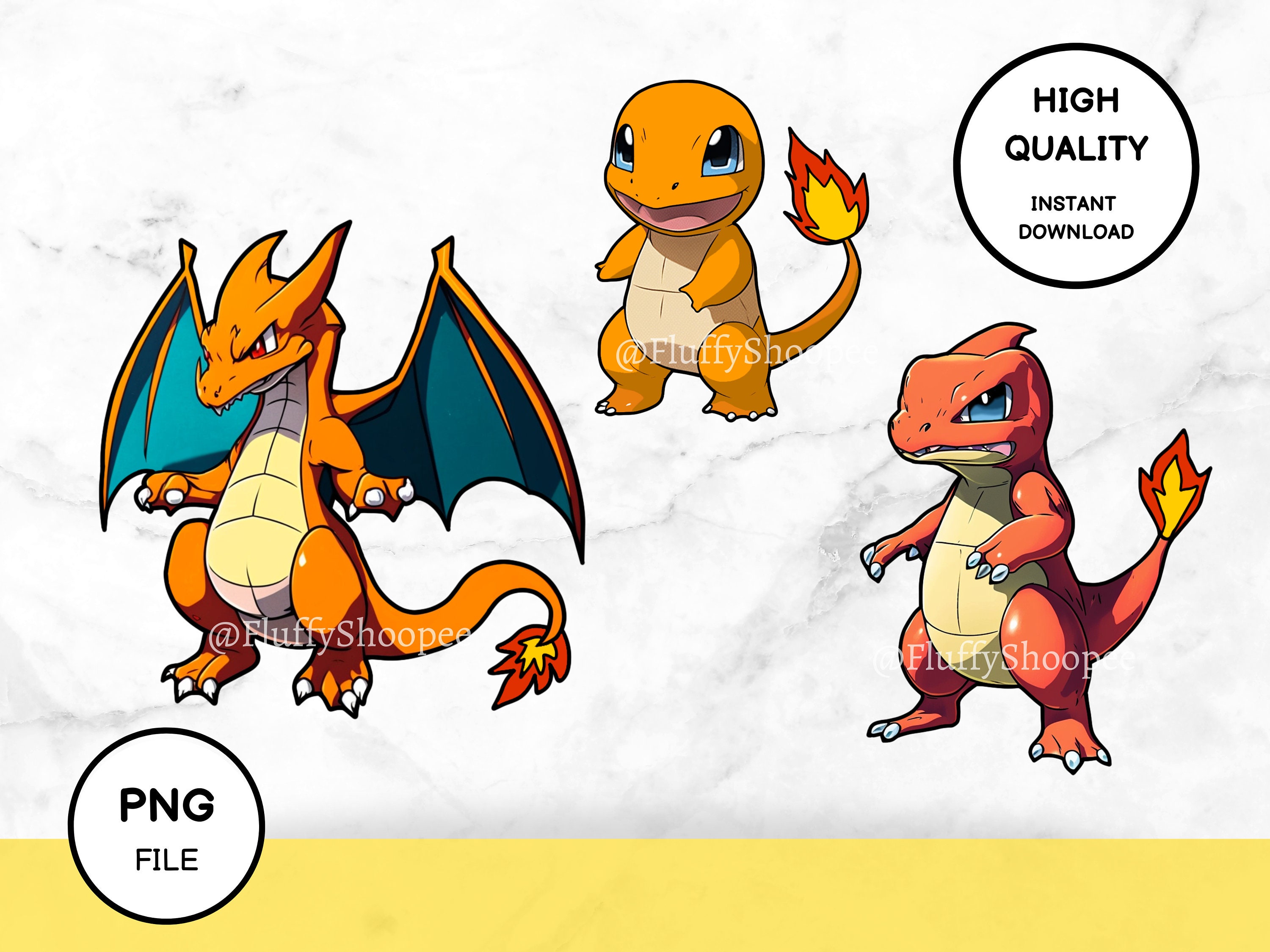Cute Bundle of Charmander Evolution PNG Charmeleon - Etsy