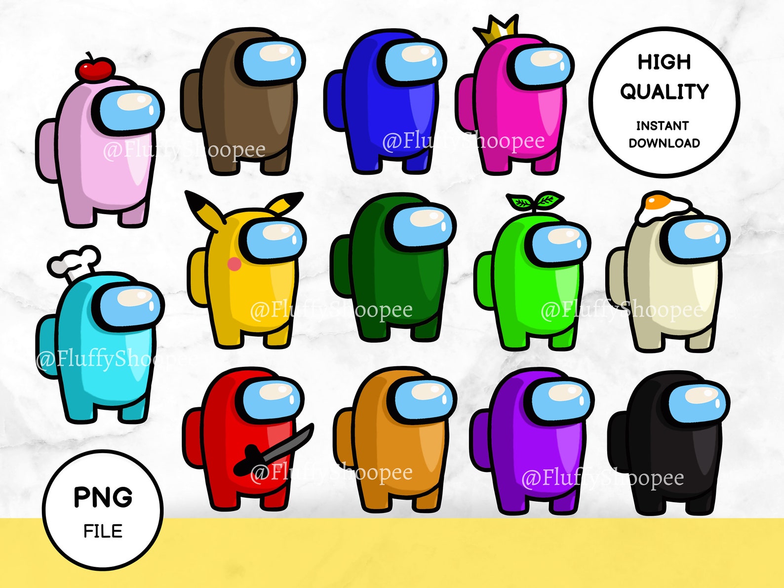 Cute Bundle of Among Us Cartoon Characters PNG Among Us Impostor PNG ...