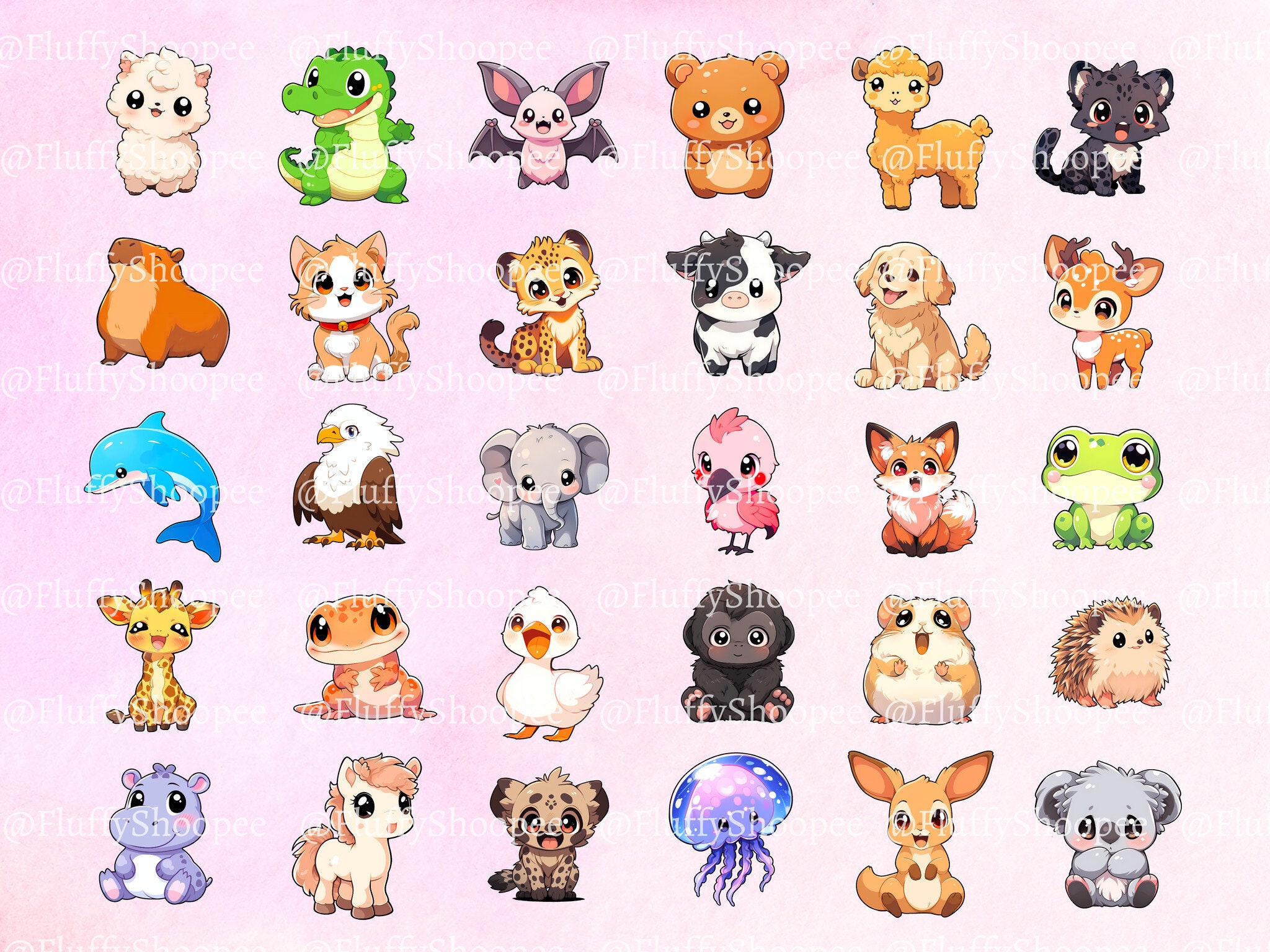 Cute Animals Clipart Woodland, Farm, Safari Animals PNG Graphics for ...