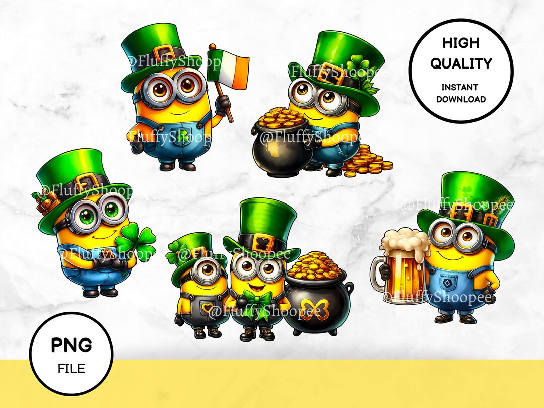Cute Minions St. Patrick's Day Clipart Set - Transparent Background ...