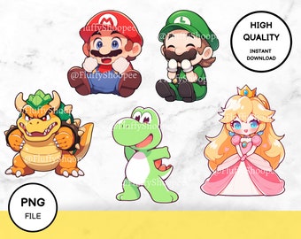 Cute Super Mario Clipart Super Mario Prints Baby Shower Gift Gaming ...