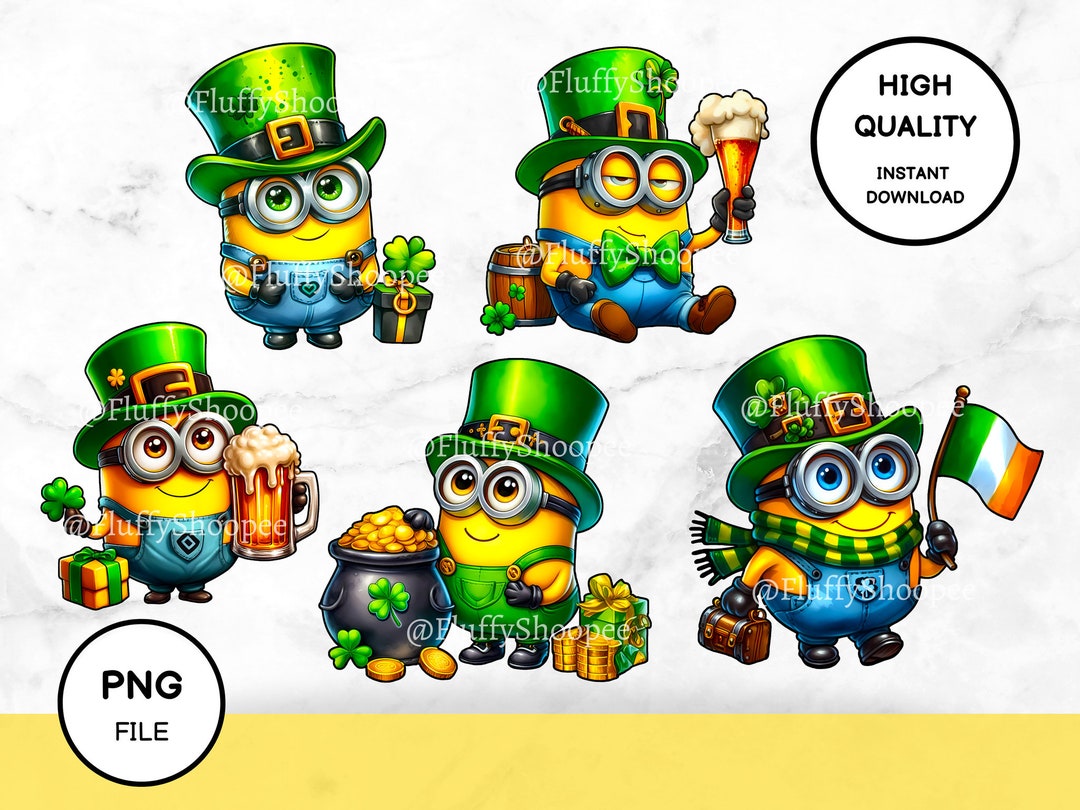 Cute Minions St. Patrick's Day Clipart Set - Transparent Background ...