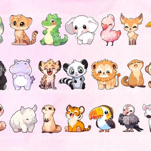 Cute Jungle Animals Clipart - Watercolor Safari Illustration - Graphics ...