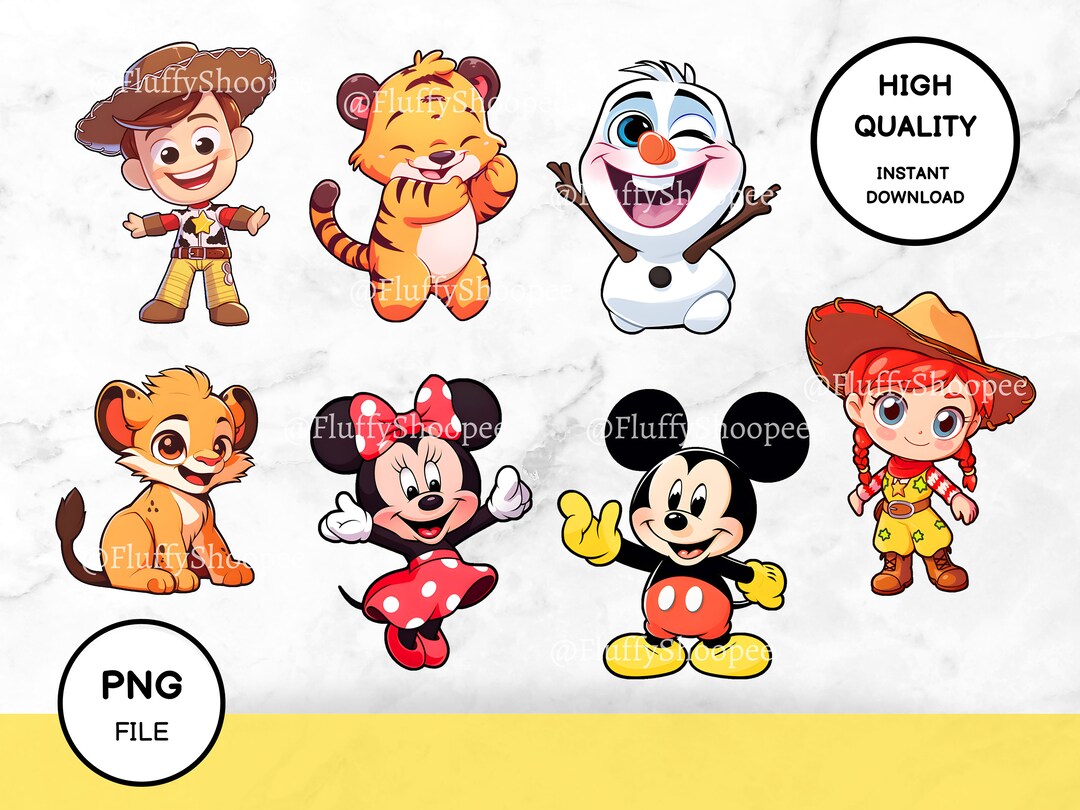Cute Bundle of Popular Characters - Adorable Chibi Minnie Mouse, Mickey ...