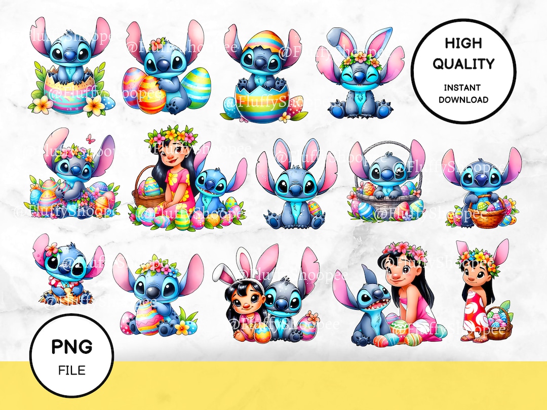 Cute Easter Stitch Clipart Bundle -transparent Printable Files ...