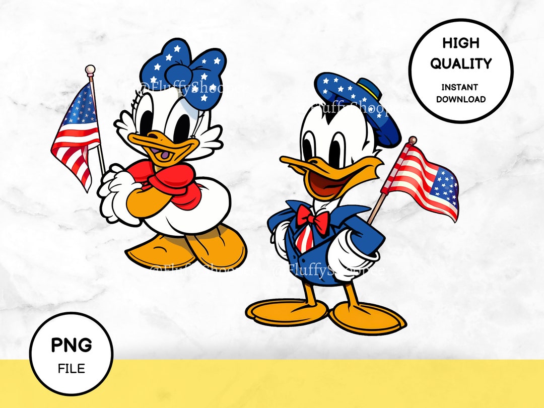 American Bundle of Daisy Duck and Donald Duck PNG - Independence Day ...
