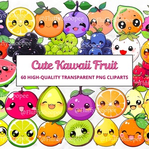 Cute Kawaii Fruits Clipart - Kawaii Food Bundle - Kawaii Fruit Clipart ...