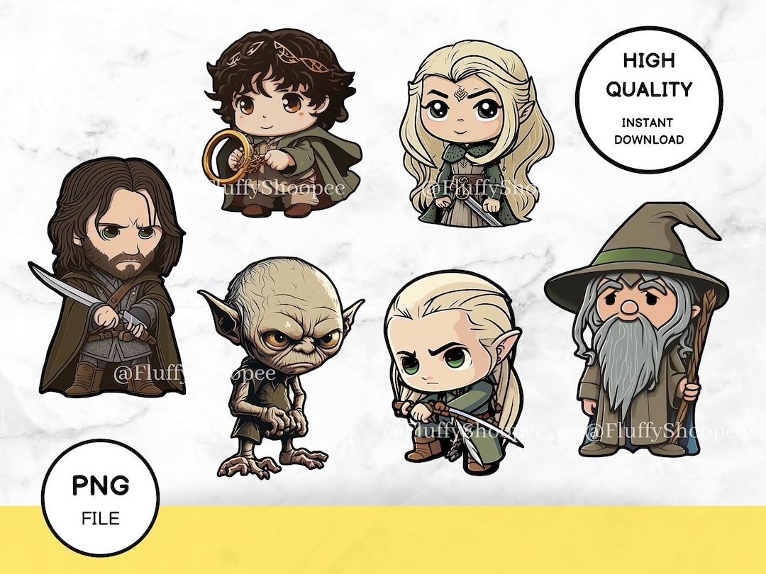 Magic Ring Clipart Cute Chibi Characters PNG Kids Birthday Digital Download Transparent ...