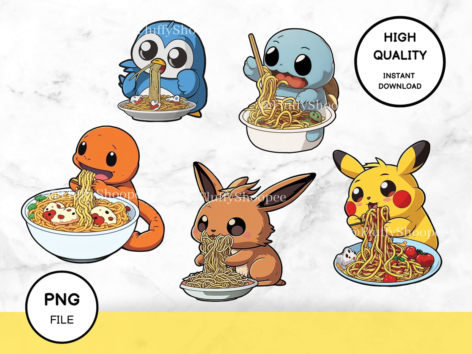 Bundle of Pokemons Eating Spaghetti PNG Pikachu Charmander - Etsy