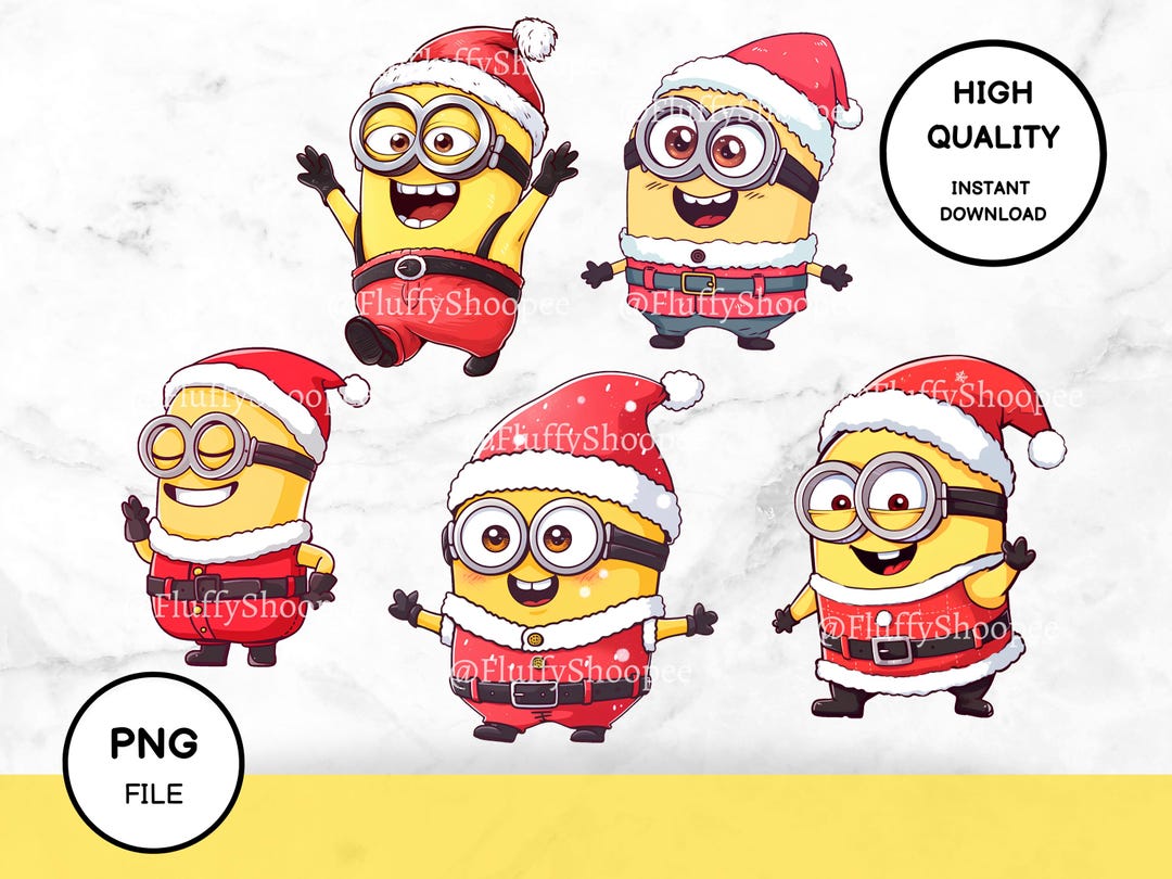 Cute Christmas Minion Set Christmas Clipart Design Bundle Ready to ...