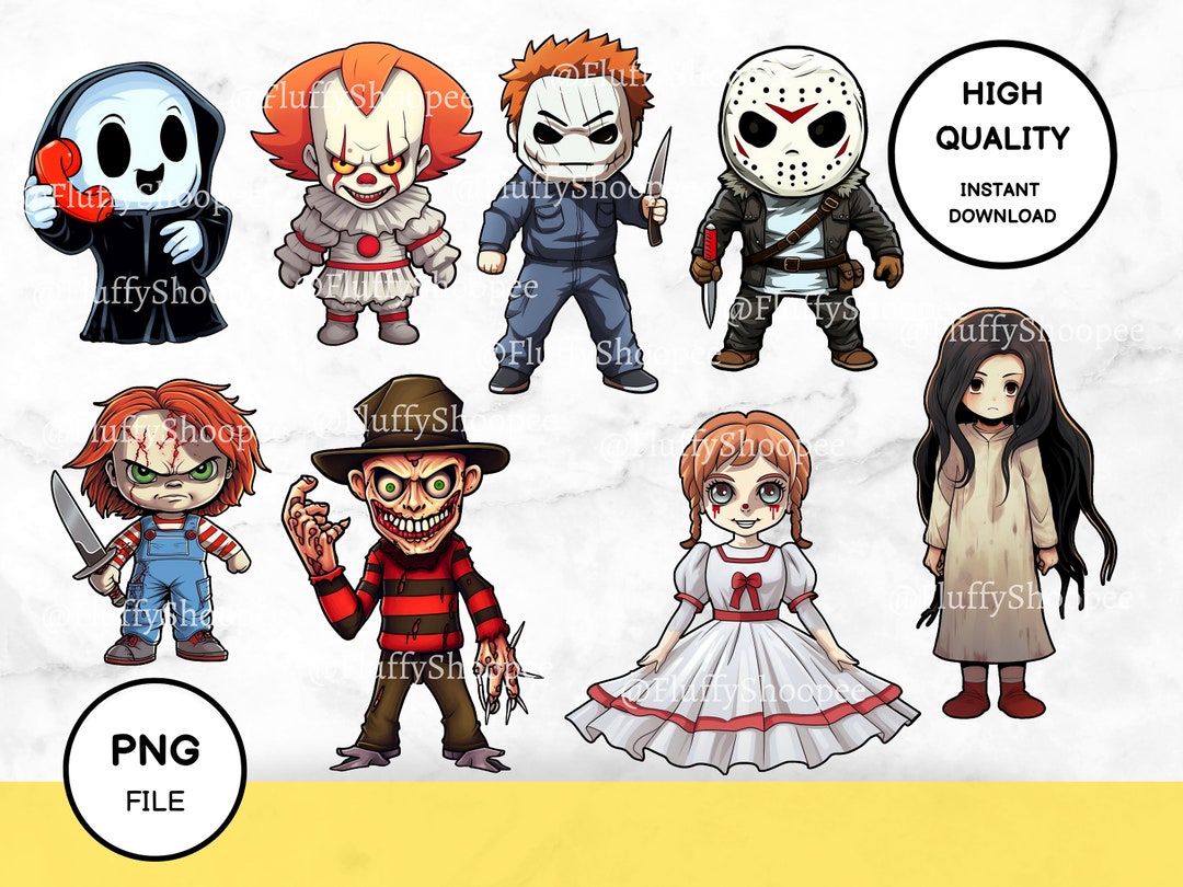 Horror Movie Clipart - Halloween Decor - Scary Watercolor Painting ...