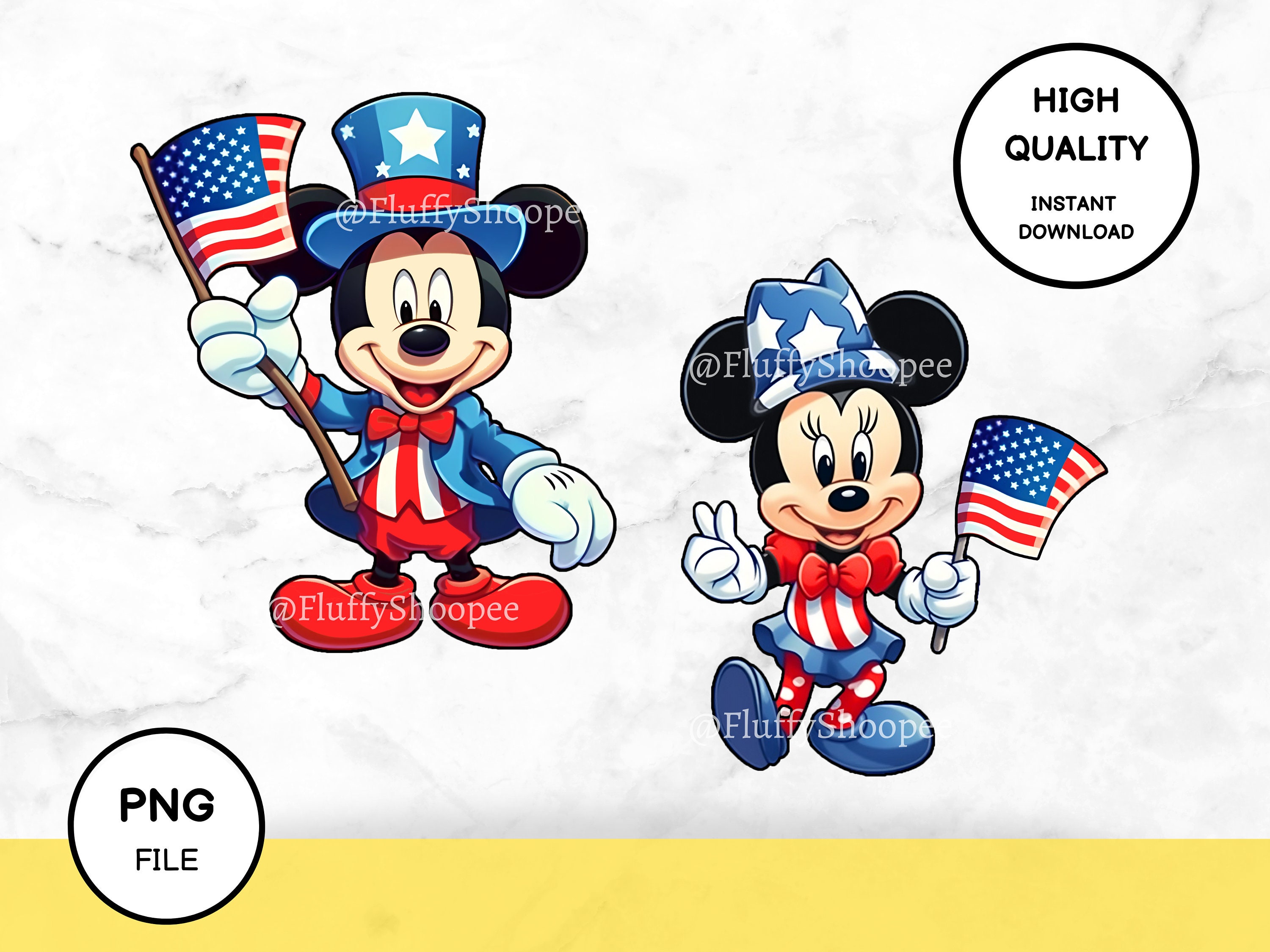 Cute Mickey Friends Clipart PNG Independence Day 4th of July Art ...